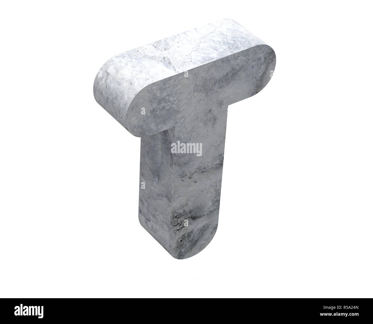 Concrete Capital Letter - T isolated on white background . 3D render ...