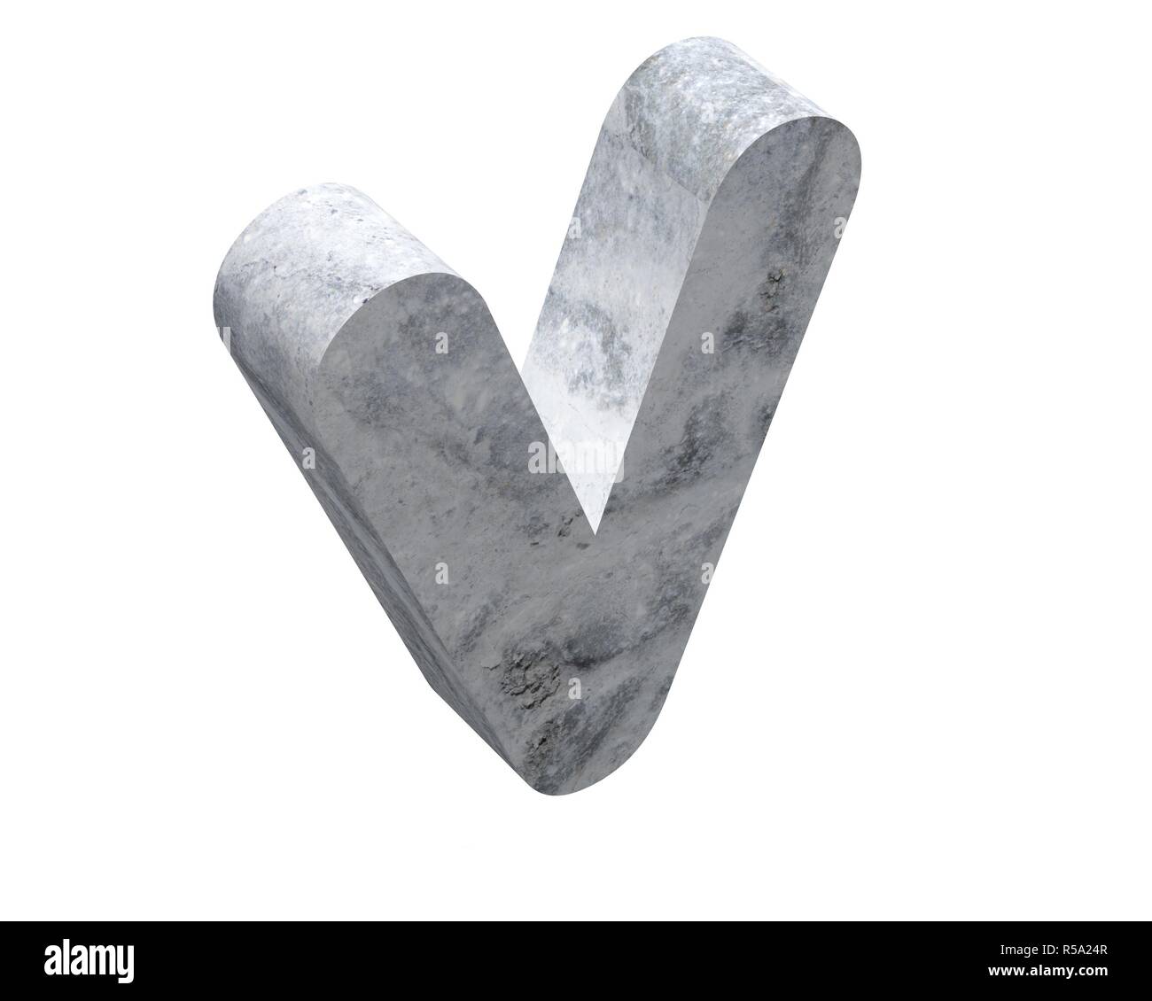 Concrete Capital Letter - V isolated on white background . 3D render ...