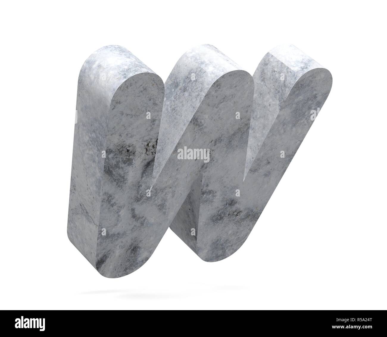 Concrete Capital Letter - W isolated on white background . 3D render ...