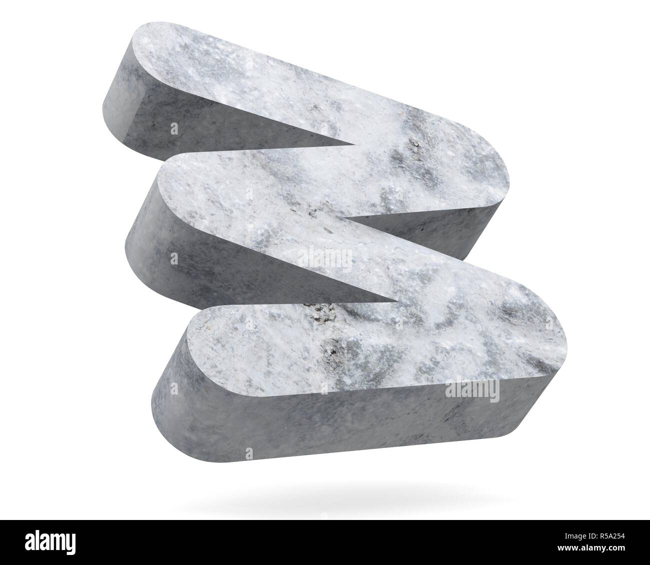 Concrete Capital Letter - W isolated on white background . 3D render ...