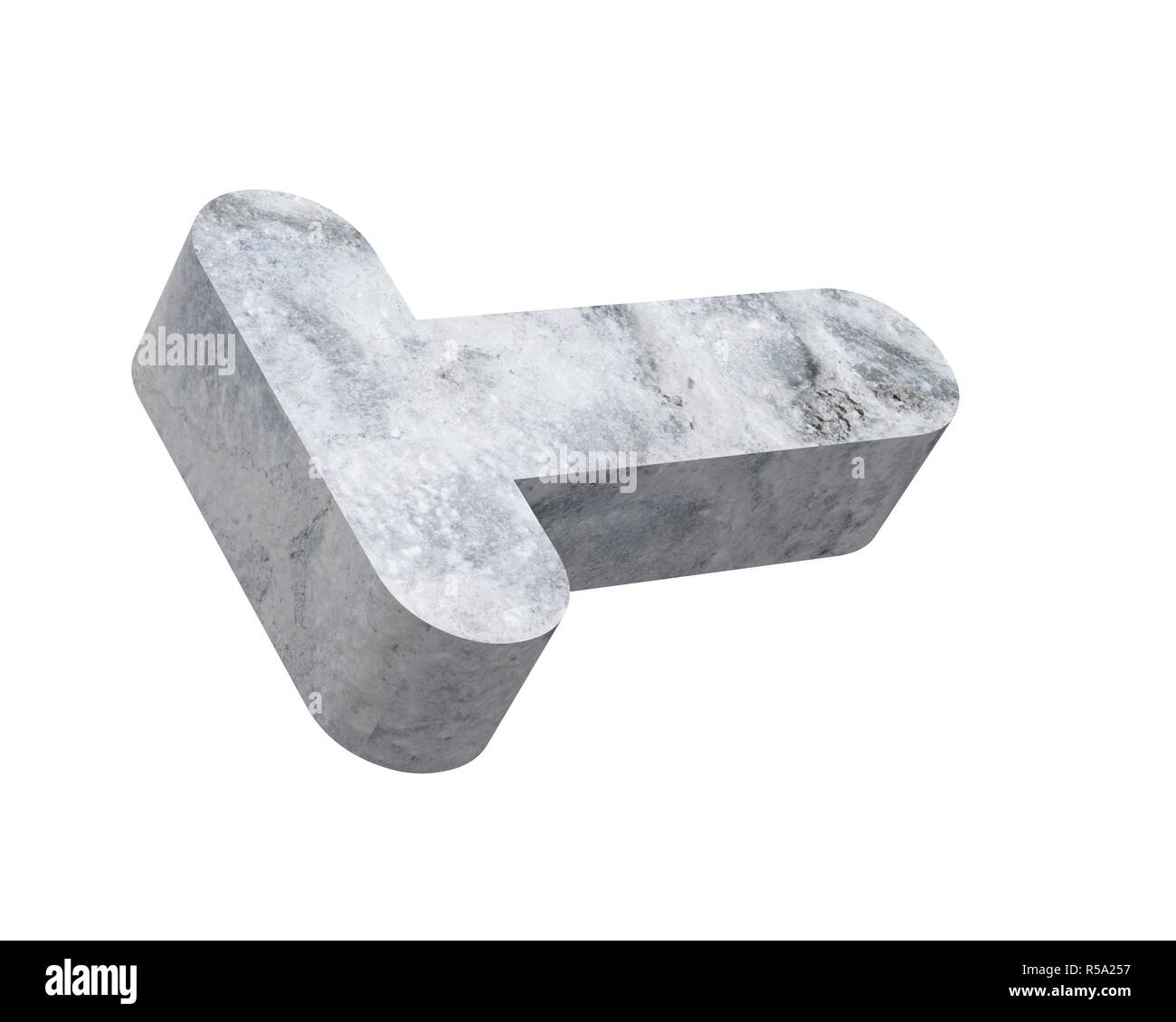 Concrete Capital Letter - T isolated on white background . 3D render ...