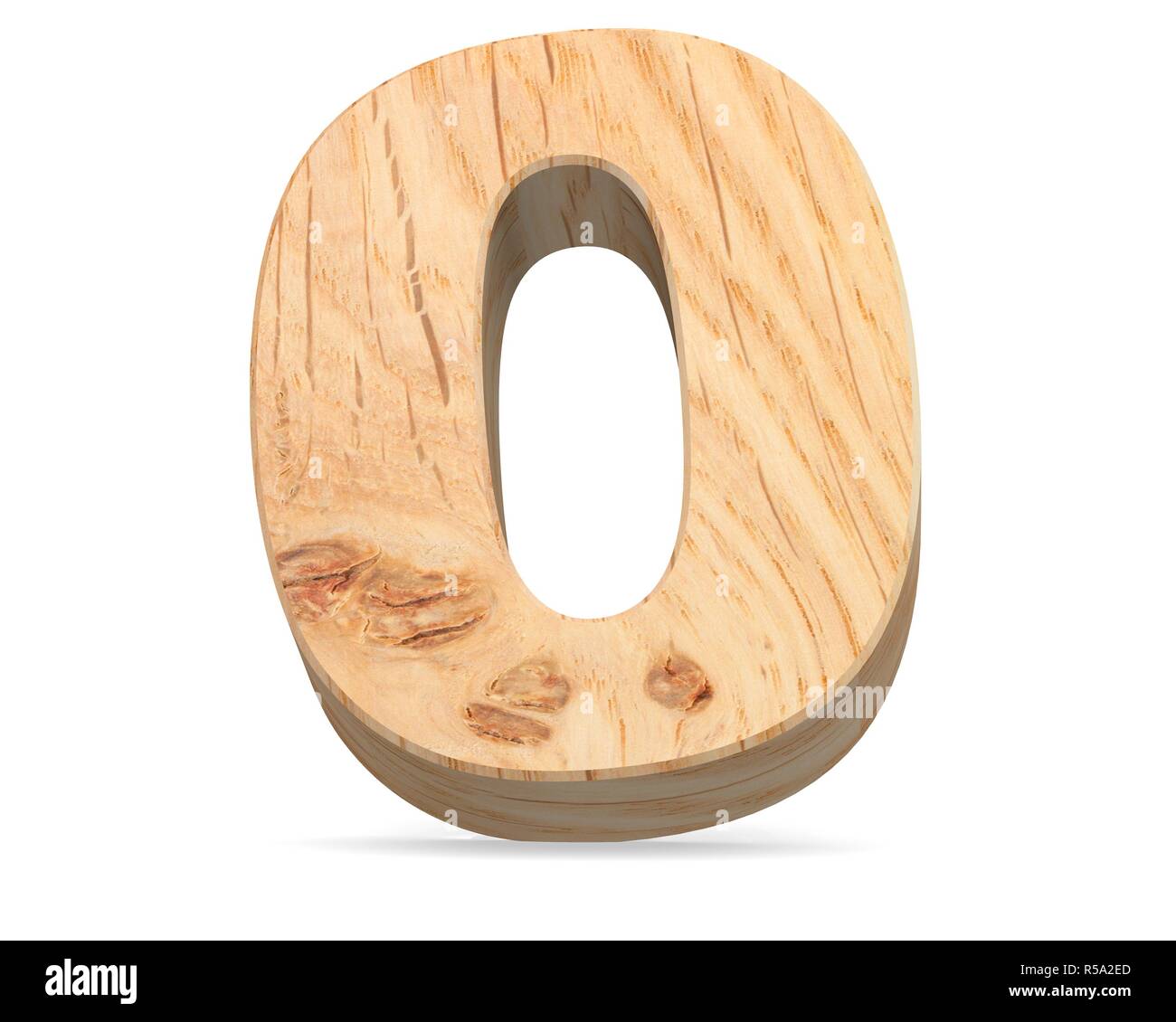 Decorative wooden alphabet digit zero symbol - 0. 3d rendering ...