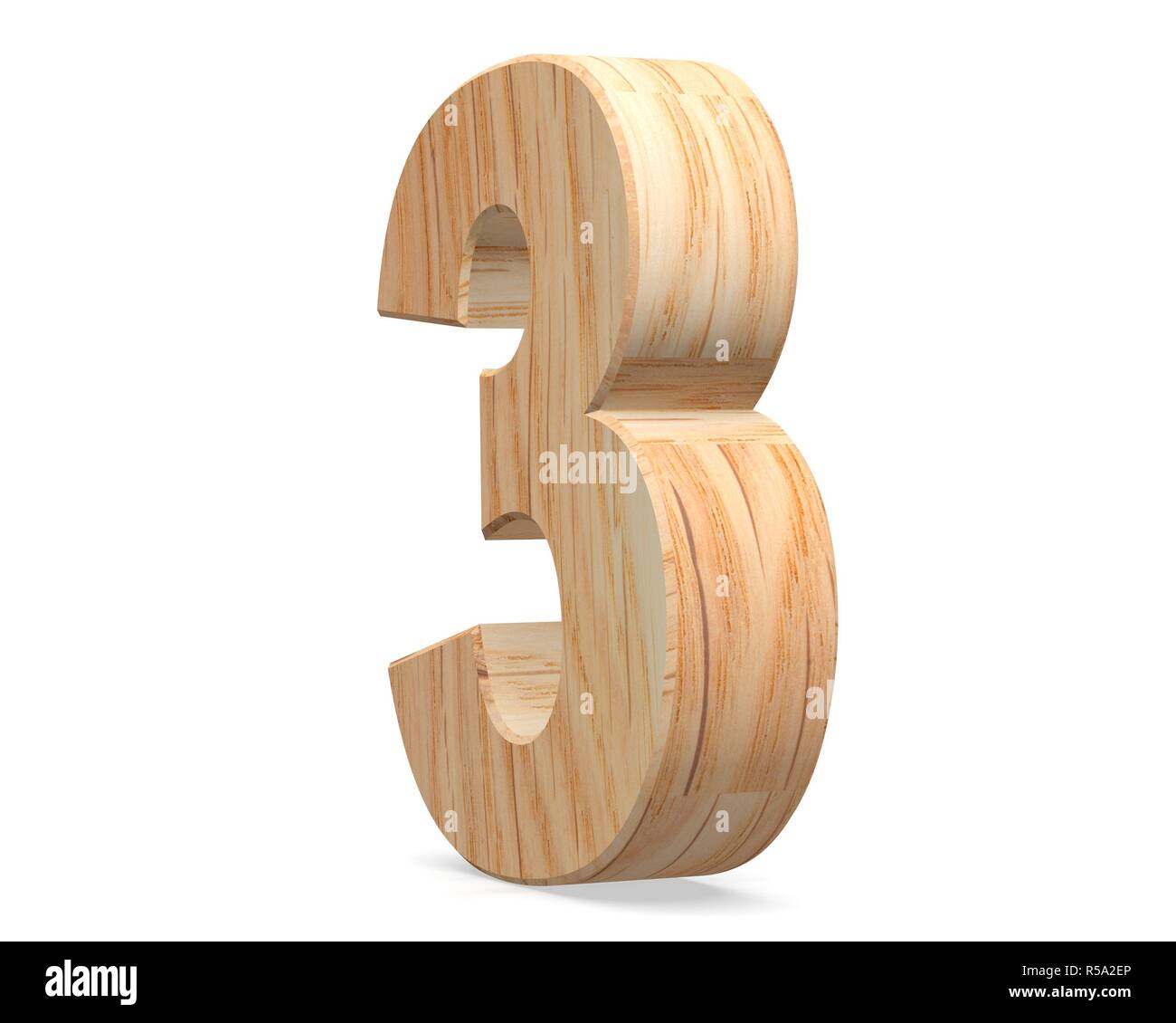 Decorative wooden alphabet digit zero symbol - 3. 3d rendering ...