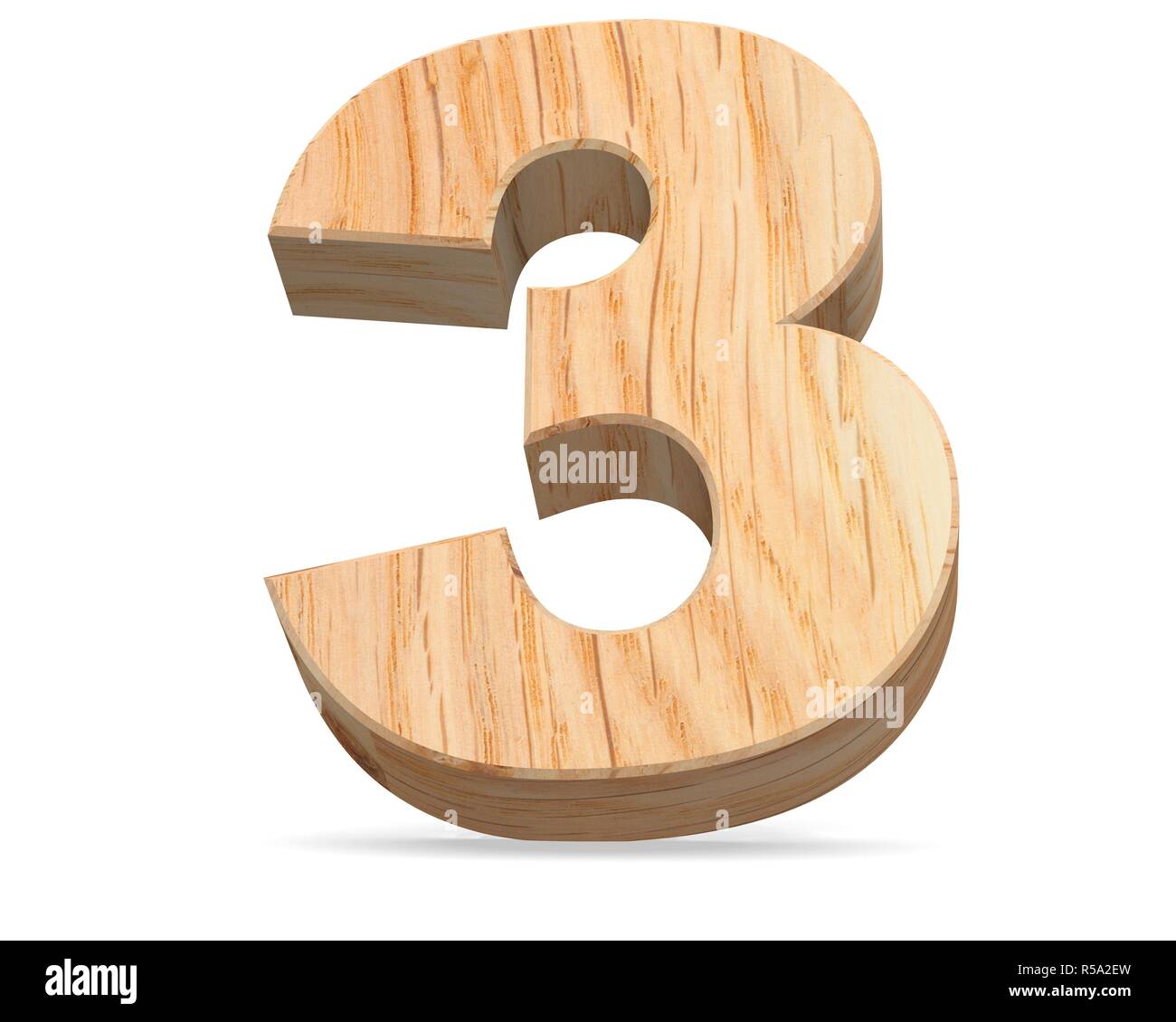 Decorative wooden alphabet digit zero symbol - 3. 3d rendering ...