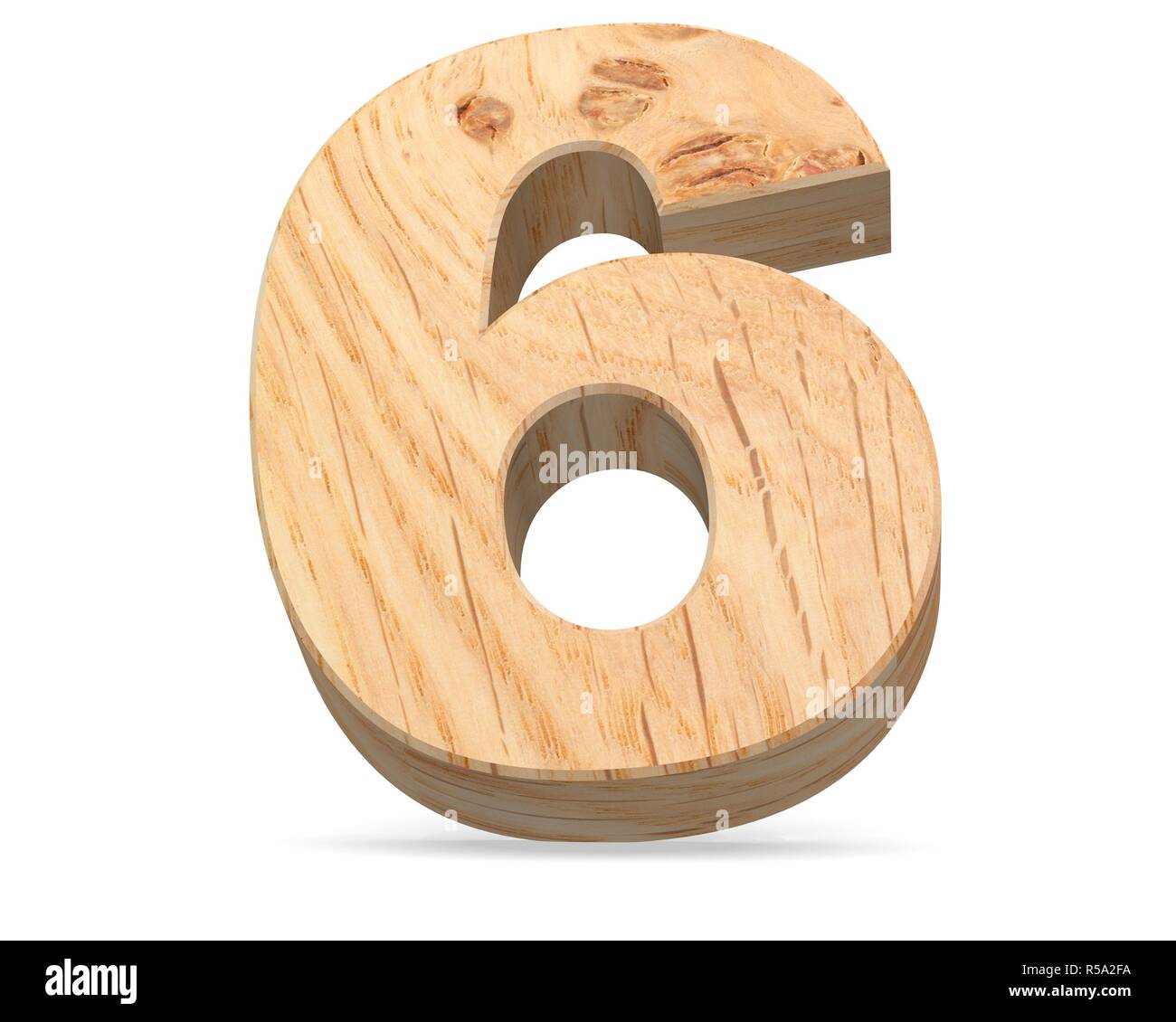 Decorative wooden alphabet digit zero symbol - 6. 3d rendering ...