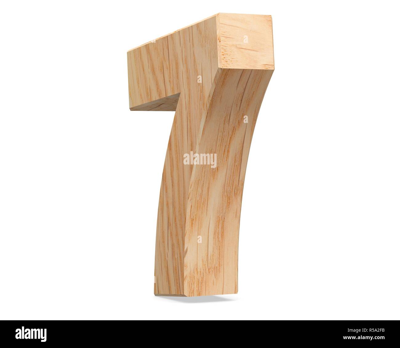Decorative wooden alphabet digit zero symbol - 7. 3d rendering ...