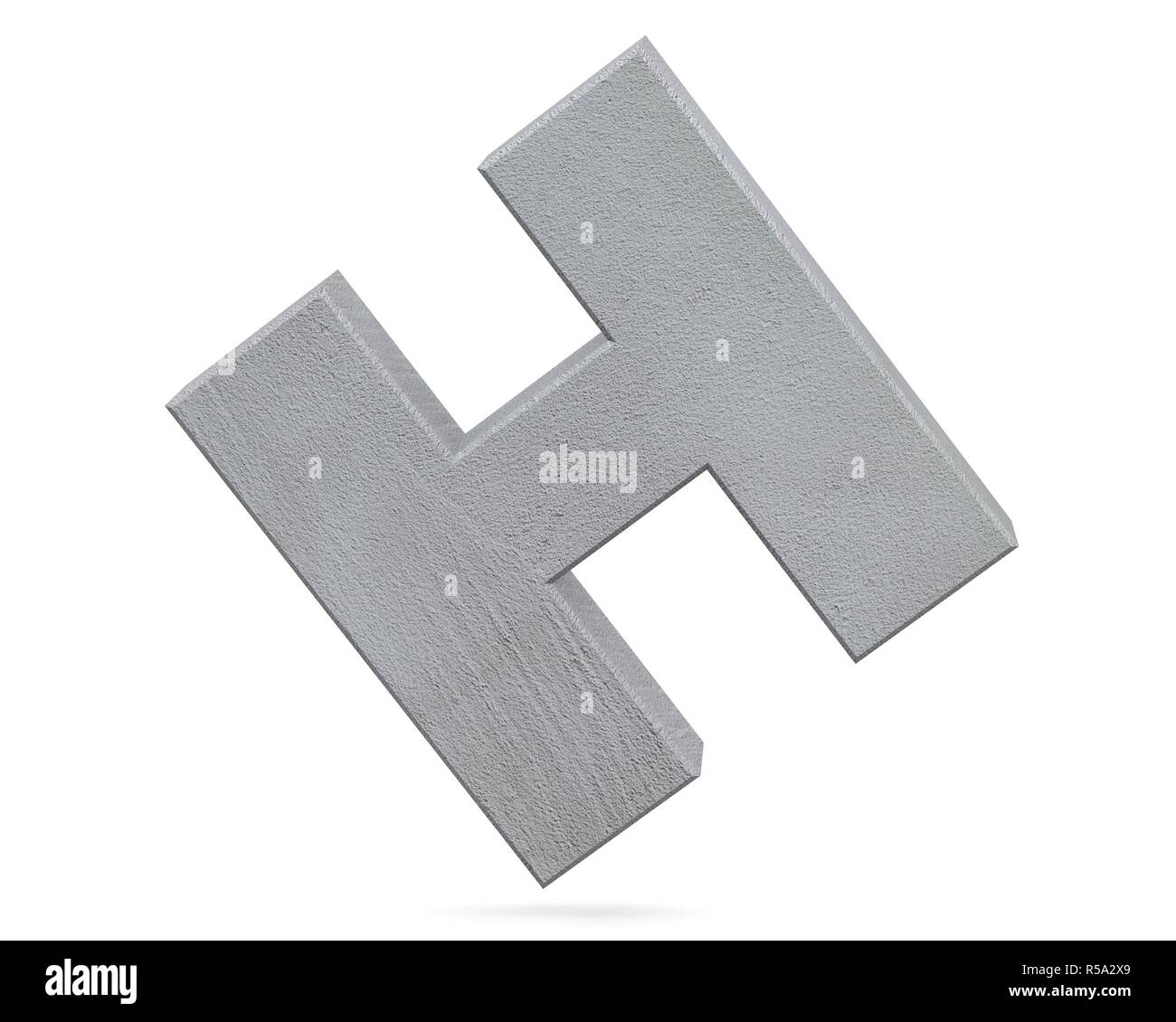 Concrete Capital Letter - H isolated on white background . 3D render ...