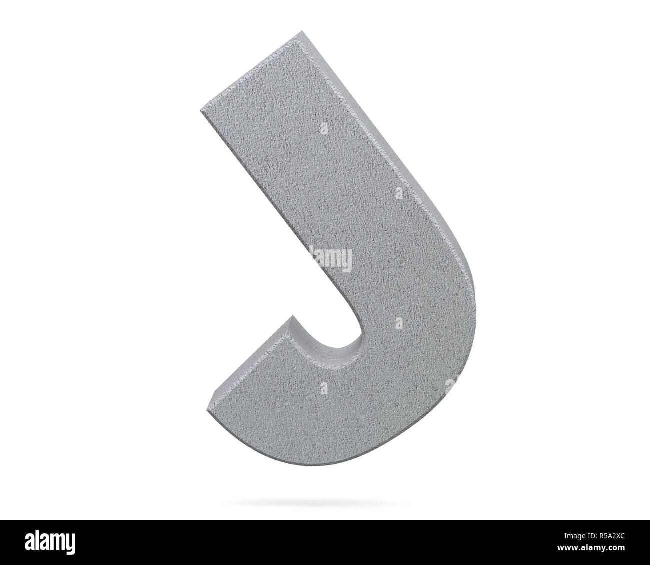 Concrete Capital Letter - J isolated on white background . 3D render ...