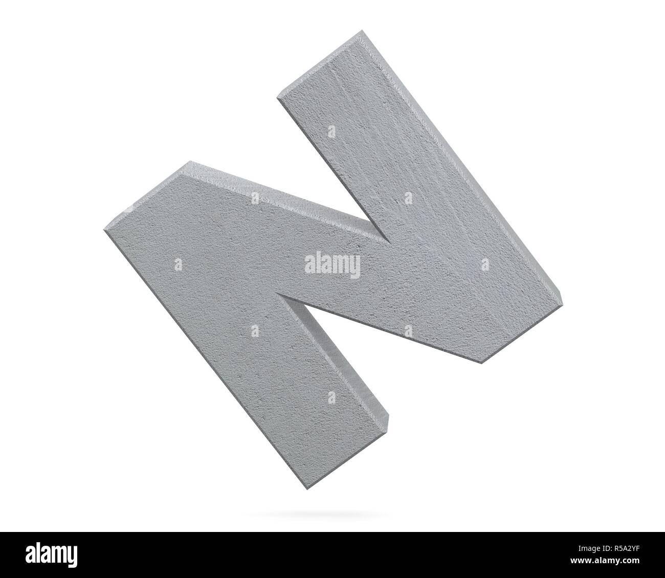 Concrete Capital Letter - N isolated on white background . 3D render ...