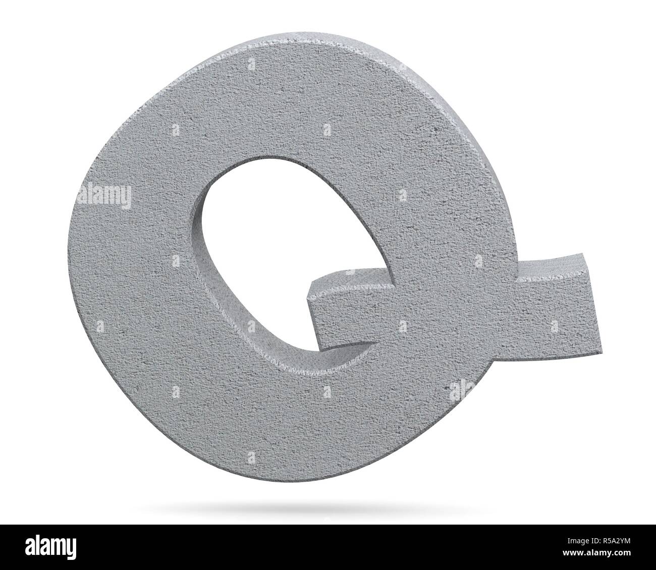 Concrete Capital Letter - Q isolated on white background . 3D render ...