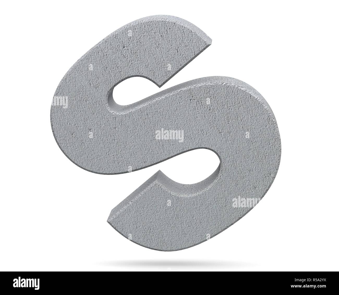 Concrete Capital Letter - S isolated on white background . 3D render ...