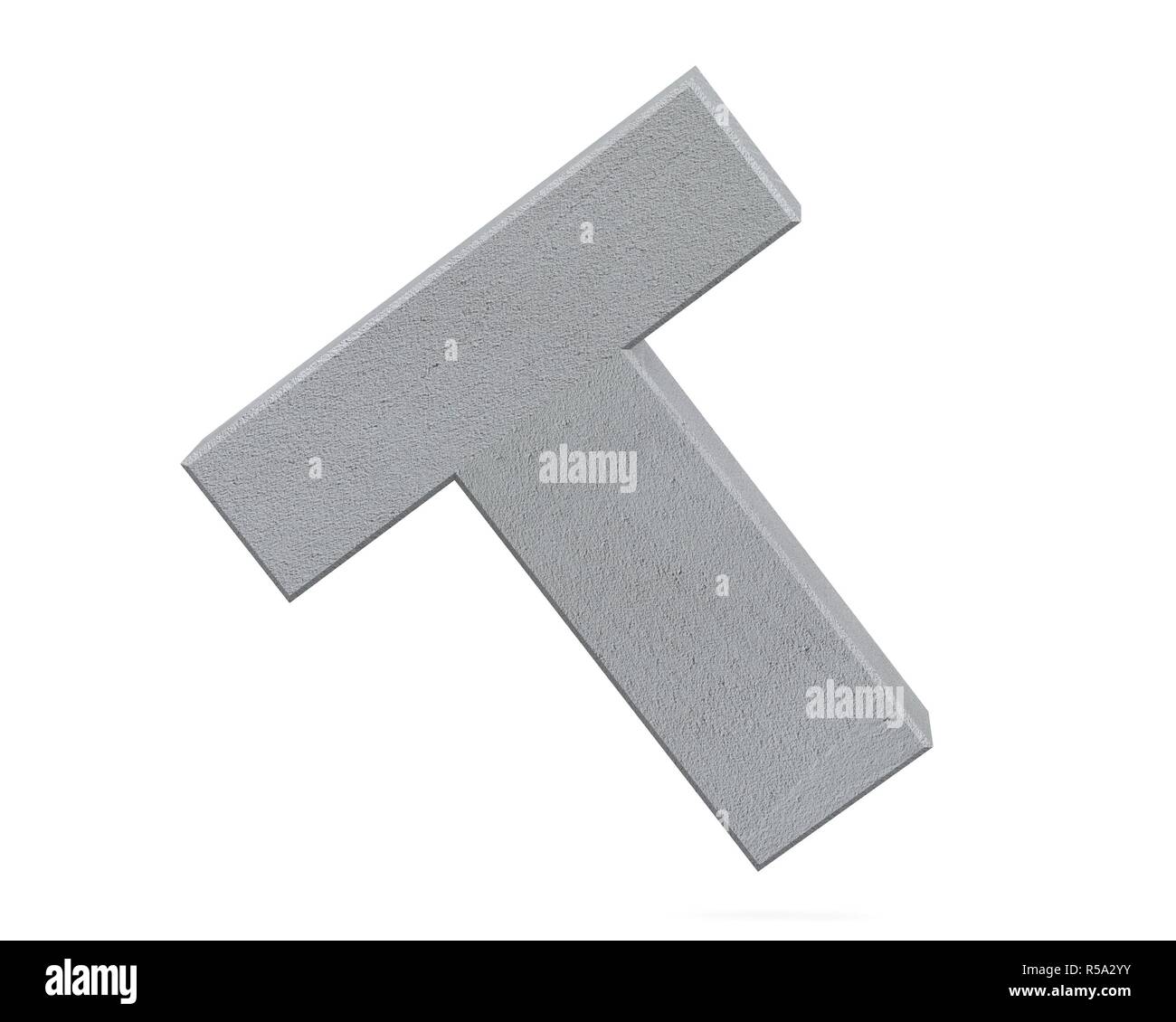 Concrete Capital Letter - T isolated on white background . 3D render ...