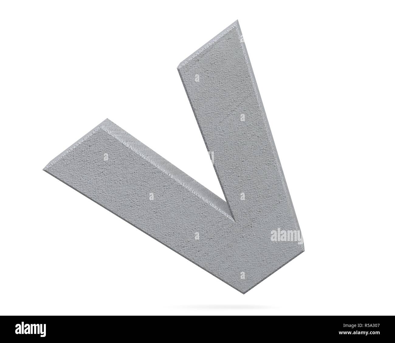 Concrete Capital Letter - V isolated on white background . 3D render ...