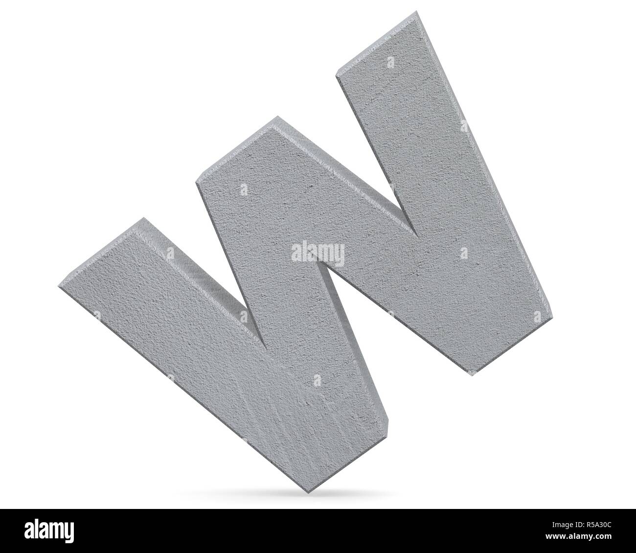 Concrete Capital Letter - W isolated on white background . 3D render ...