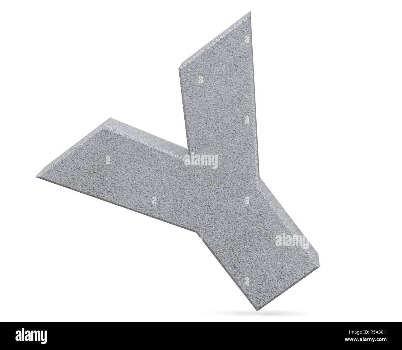 Concrete Capital Letter - Y isolated on white background . 3D render ...