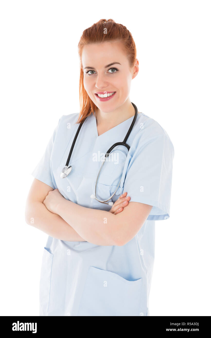 Enthusiastic female doctor studio hi-res stock photography and images ...