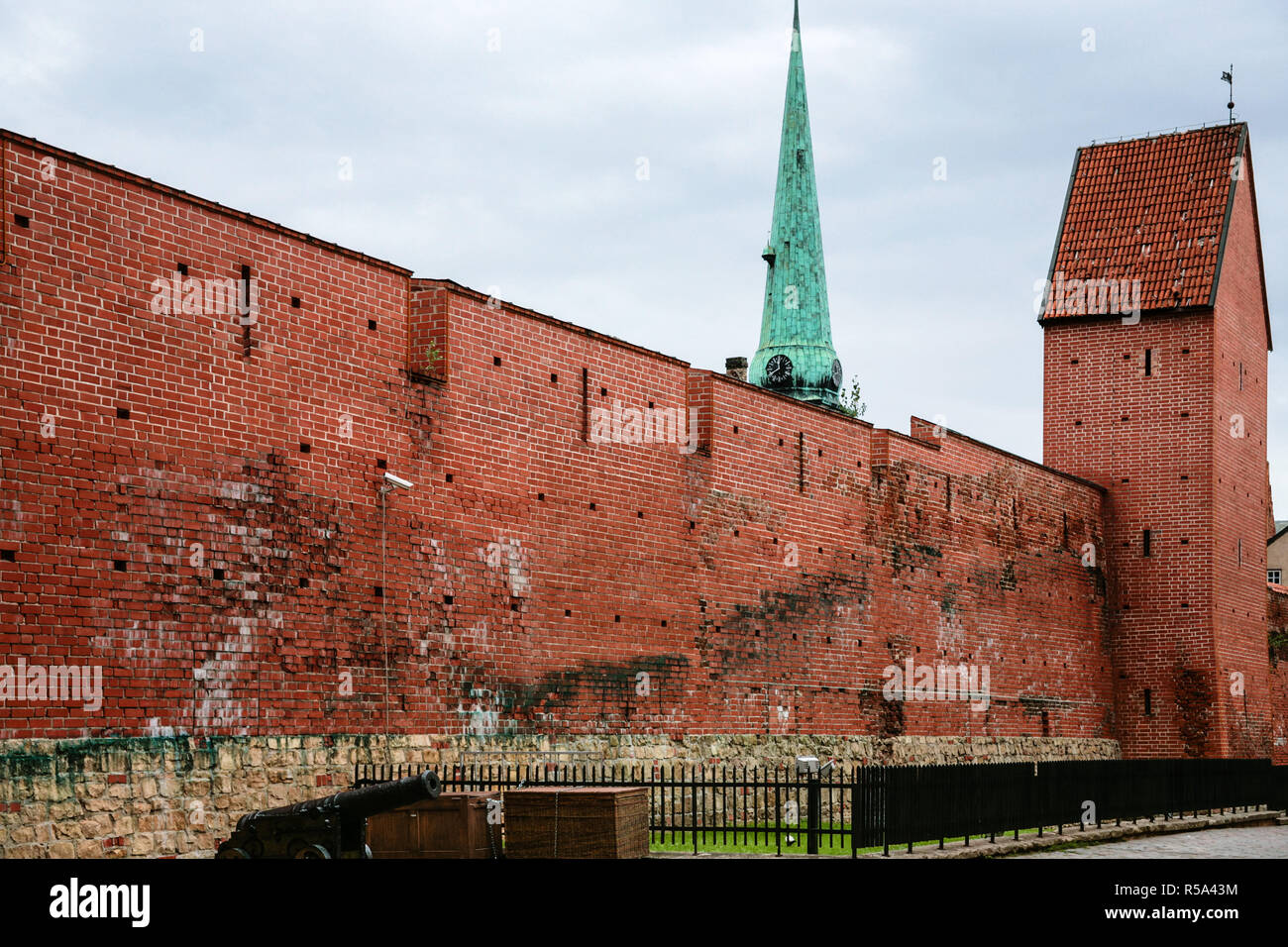 restored section of Riga Old City Walls in autumn Stock Photo - Alamy