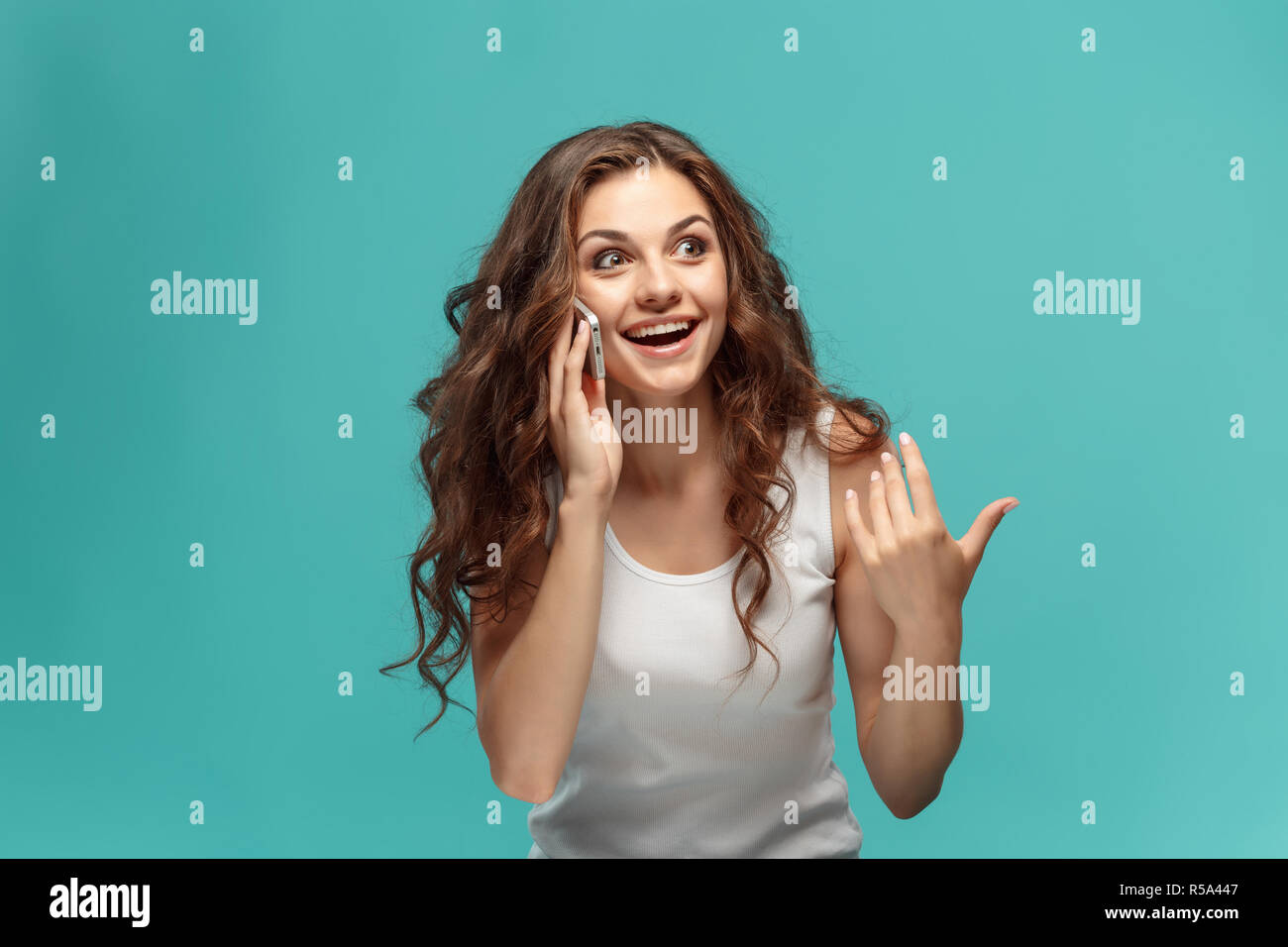 The young woman's portrait with happy emotions Stock Photo - Alamy