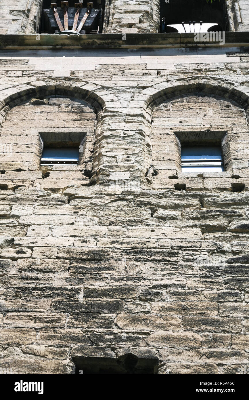 stone wall of medieval palace in Avignon city Stock Photo - Alamy