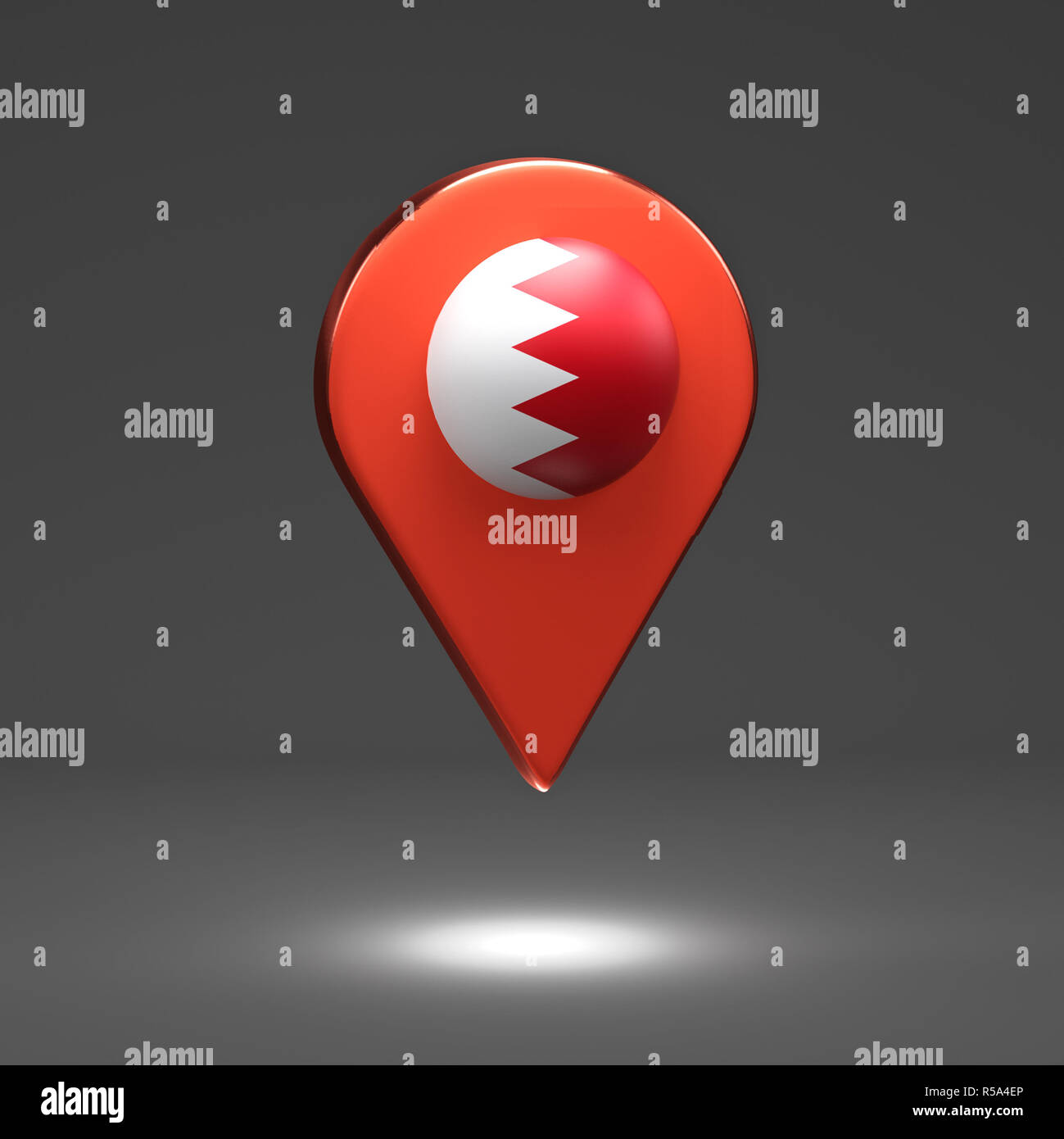 3D render Illustration. Map pointers with flag Bahrain Stock Photo - Alamy