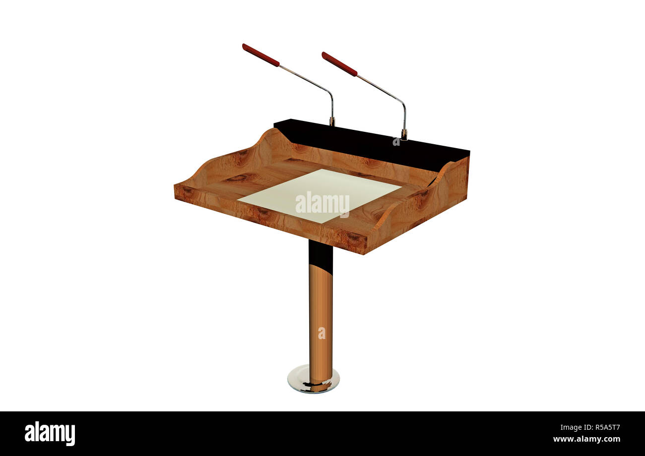 wooden lectern with lamp and microphone Stock Photo - Alamy
