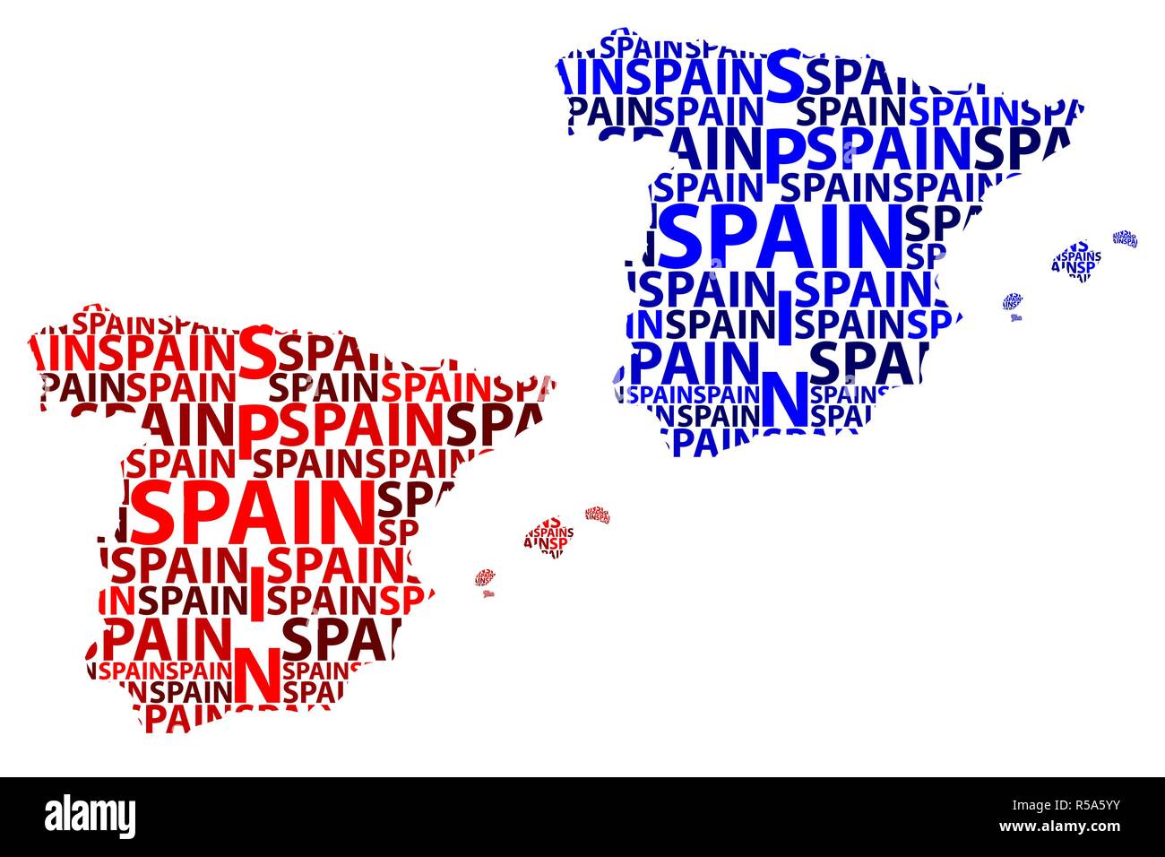 Sketch Spain letter text map, Kingdom of Spain - in the shape of the ...