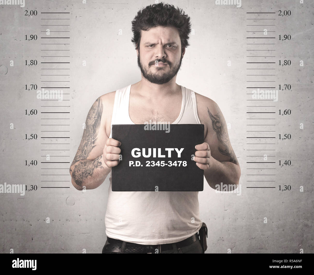 Caught guilty man with ID signs on his hand Stock Photo - Alamy