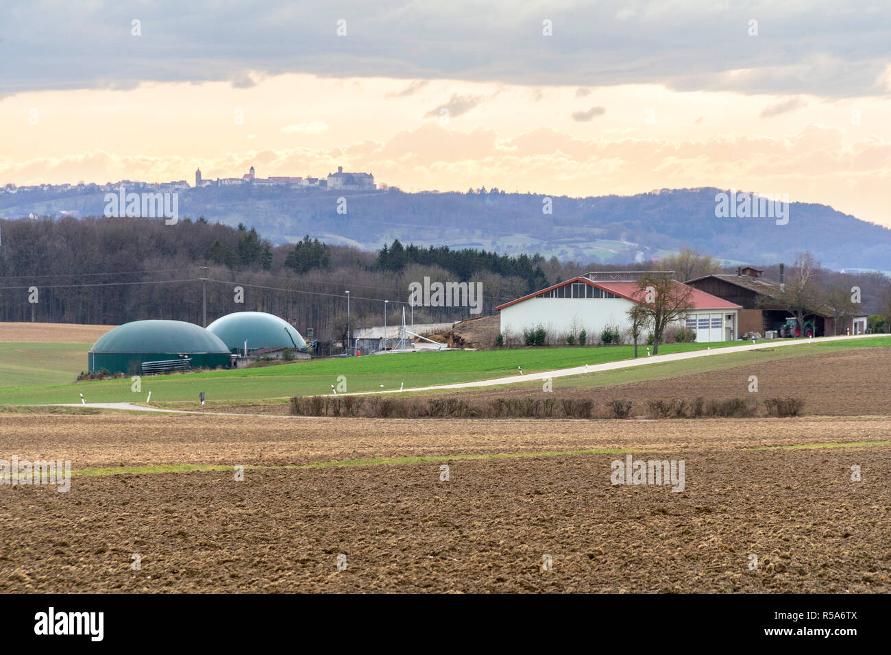 farm with biogas plant Stock Photo - Alamy