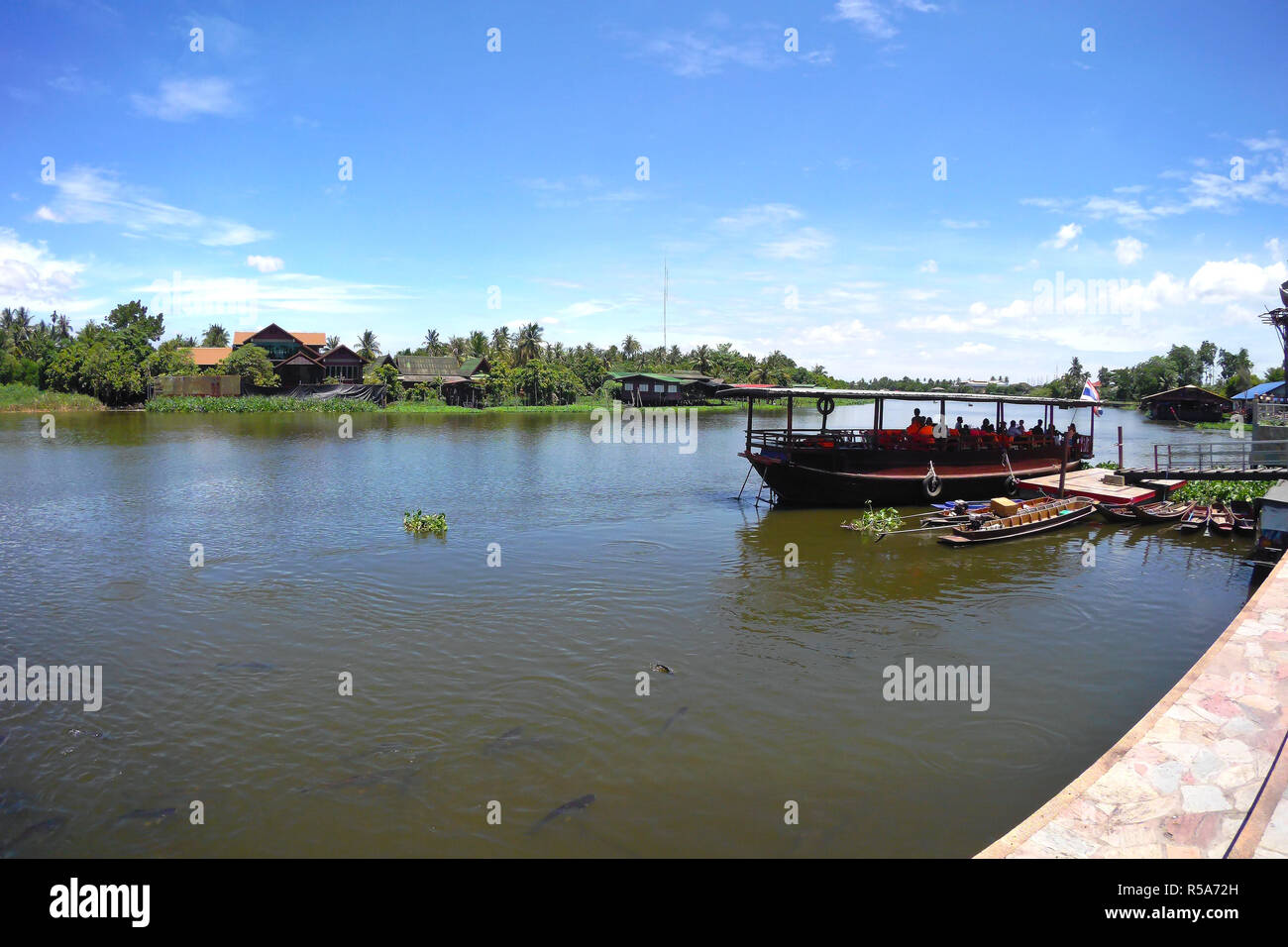 Countryside along Tha Chin river(Maenam Tha Chin),Nakhon Pathom ...
