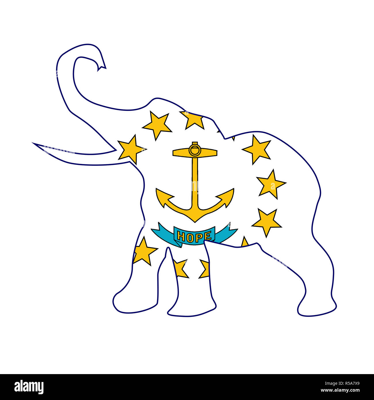 Rhode Island Republican Elephant Flag Stock Photo - Alamy