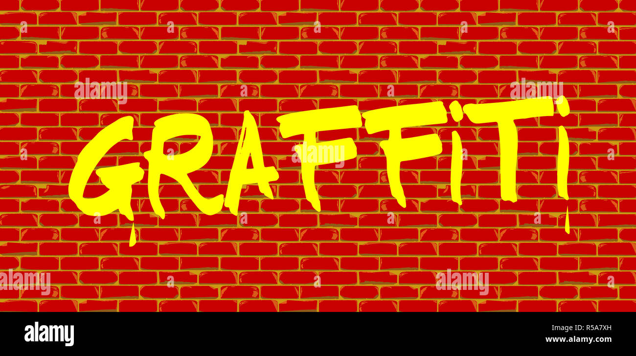 Graffiti Red Wall Stock Photo - Alamy