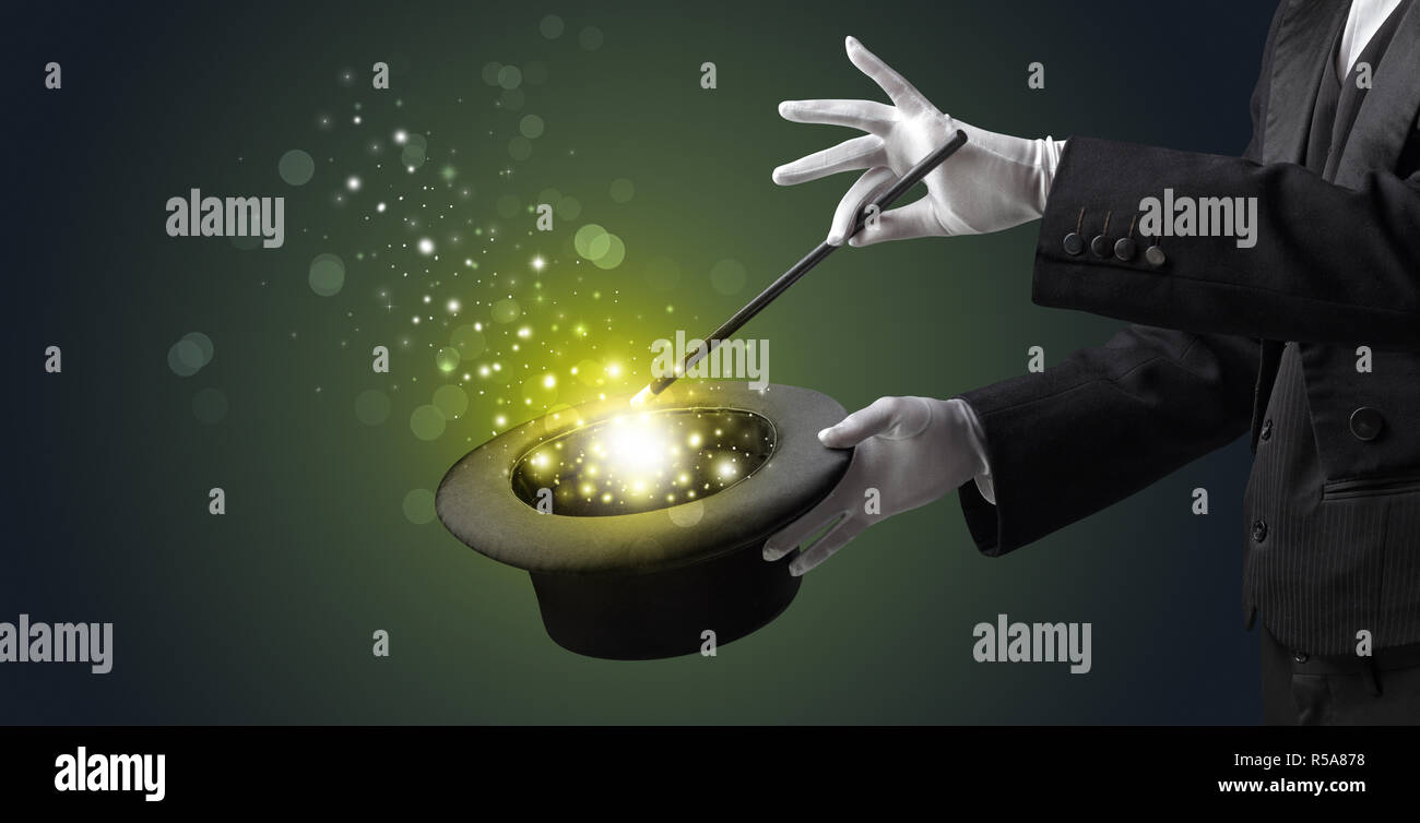 White glove hand conjuring something mysterious Stock Photo - Alamy