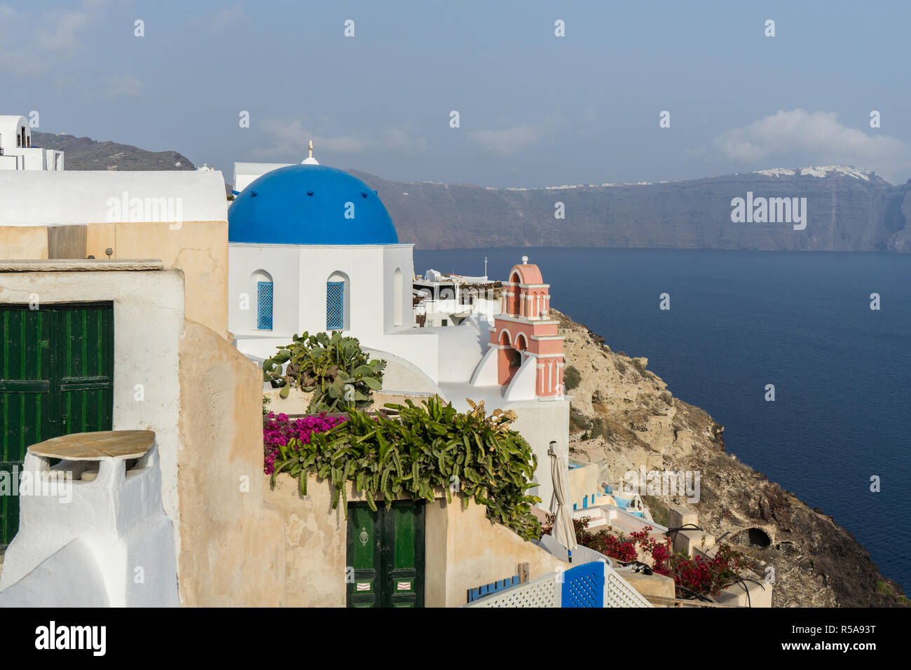 The Santorini island volcanic caldera, as seen from the picturesque ...