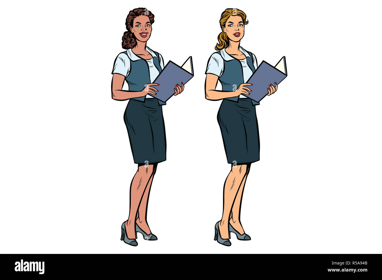 Two women Secretary-full-length, multi-ethnic group Stock Photo - Alamy