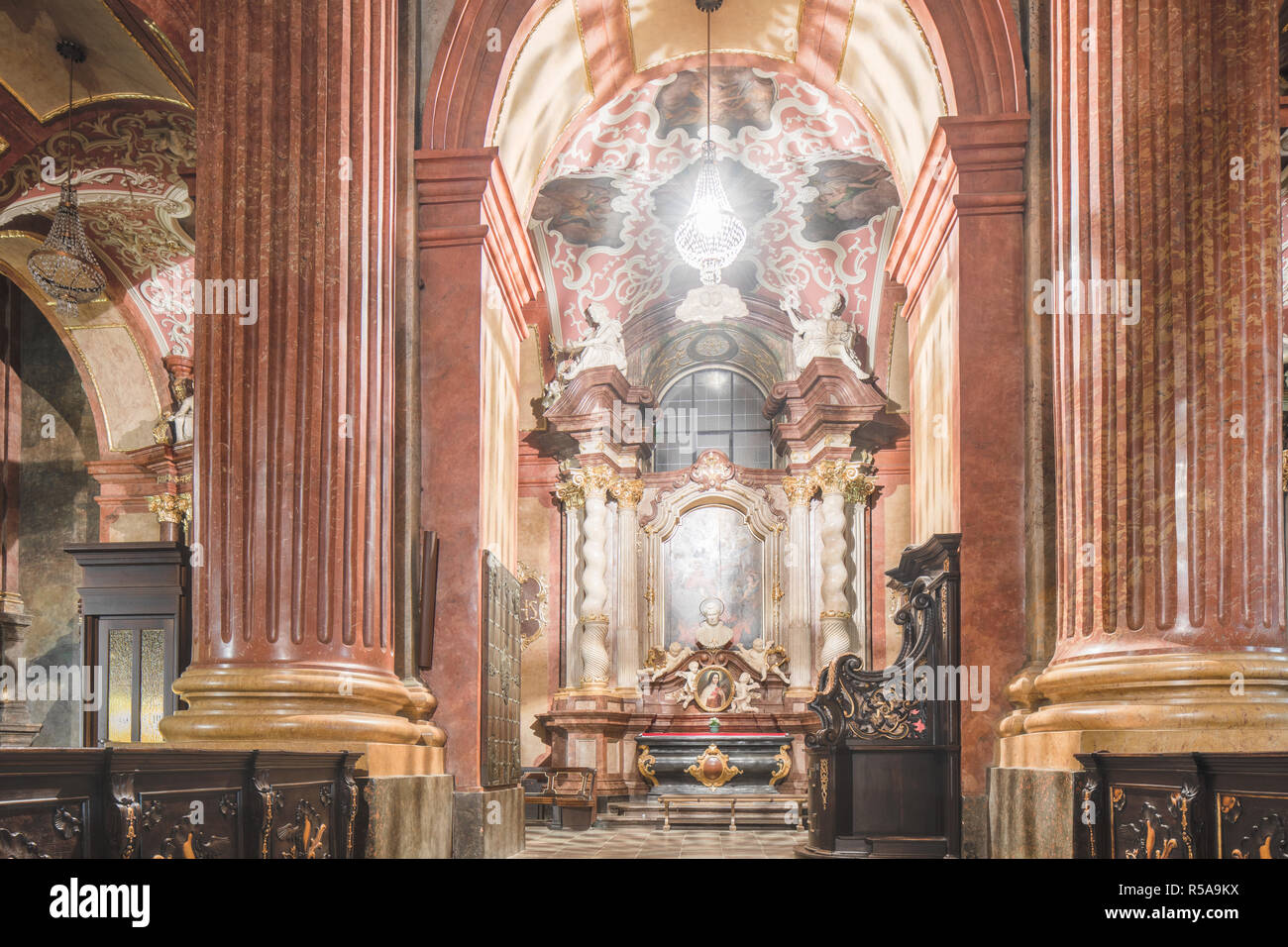 Poznan / Poland - baroque interior of the Parish Church "Poznanska Fara ...