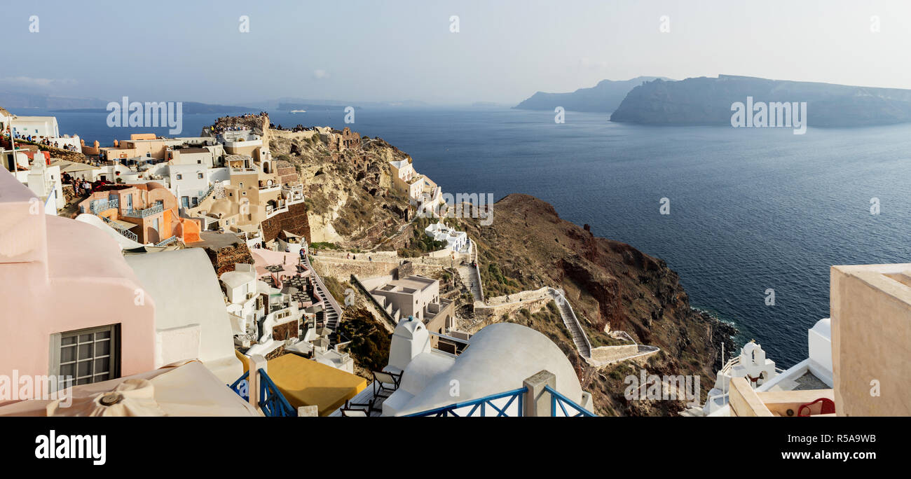 The Santorini island volcanic caldera, as seen from the picturesque ...