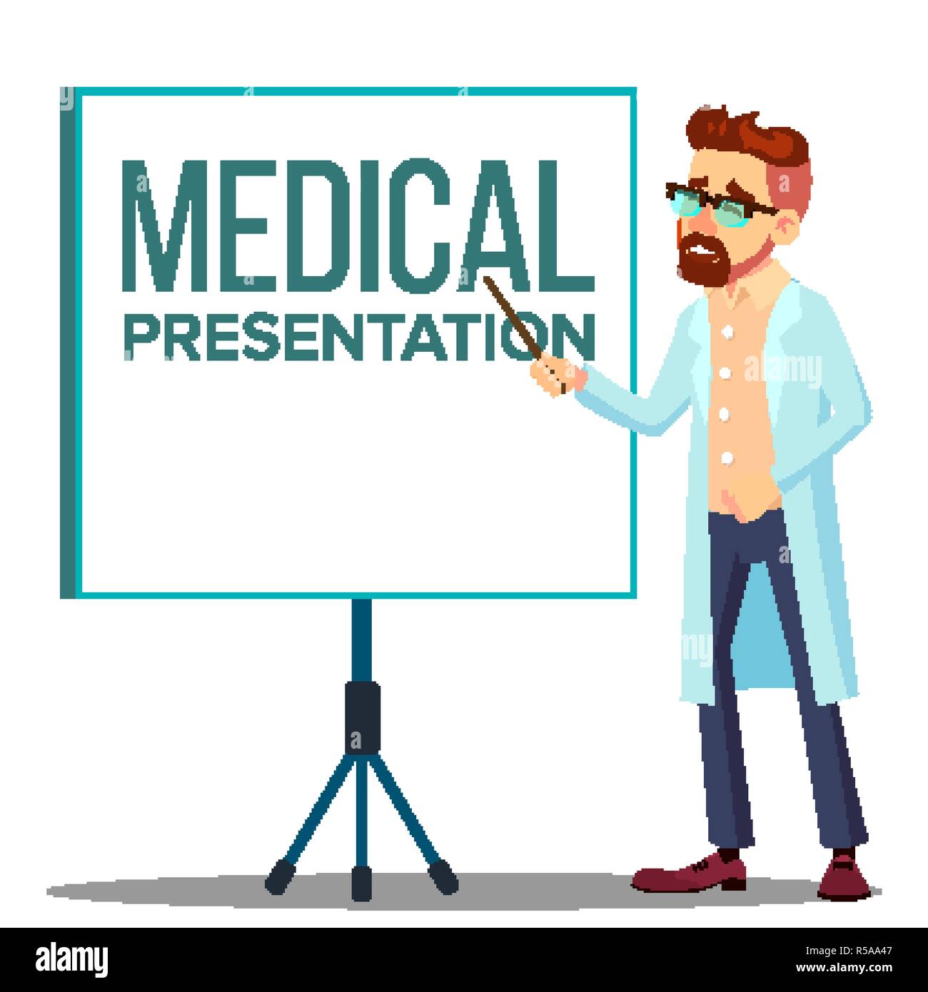Doctor Man In White Coat Near Meeting Projector Screen, Medical ...