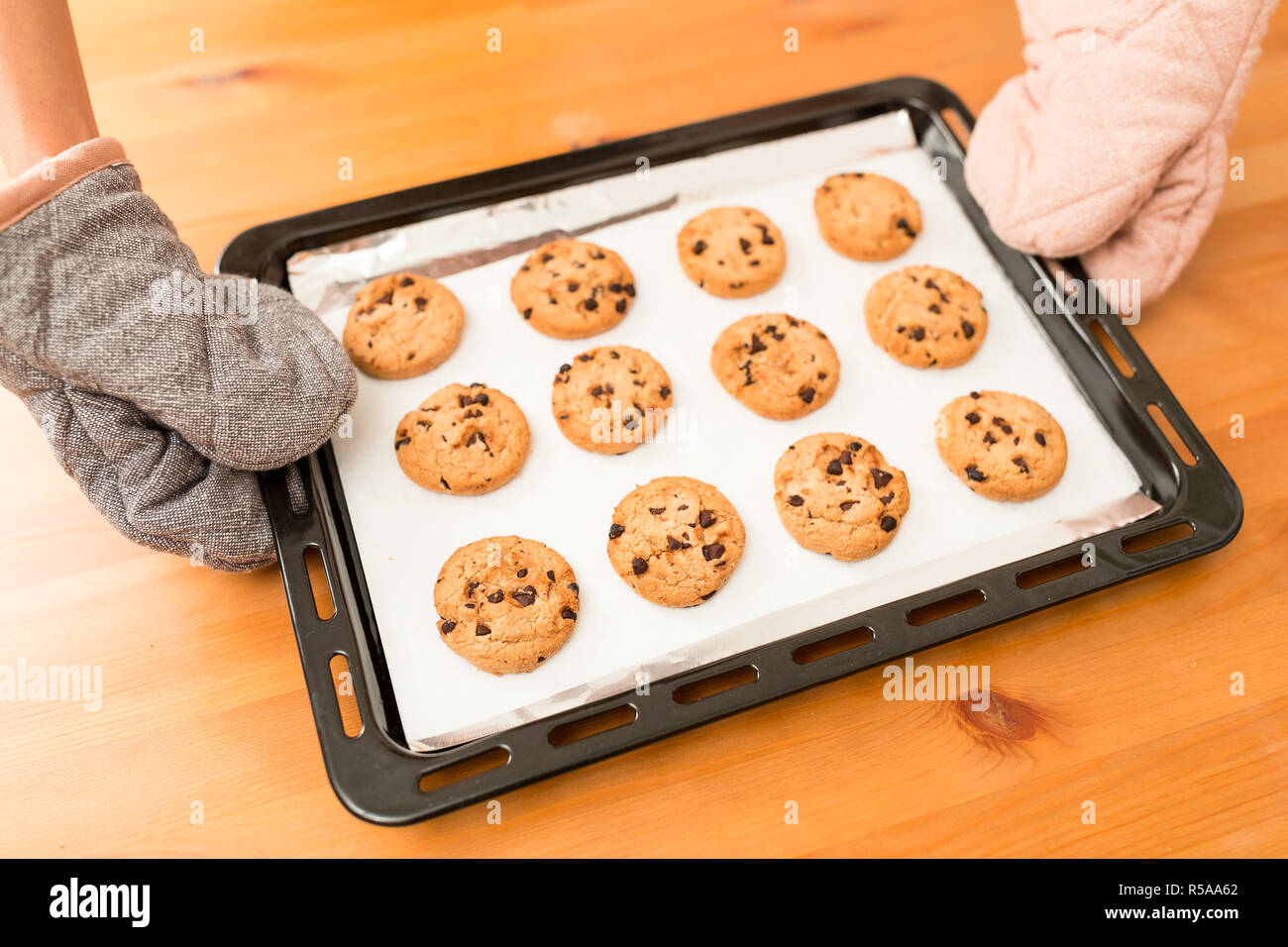 Delicious Fresh Chocolate Chip Cookies Stock Photo - Alamy