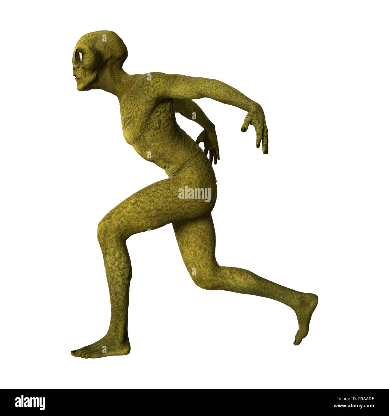 3D Rendering Green Alien on White Stock Photo - Alamy