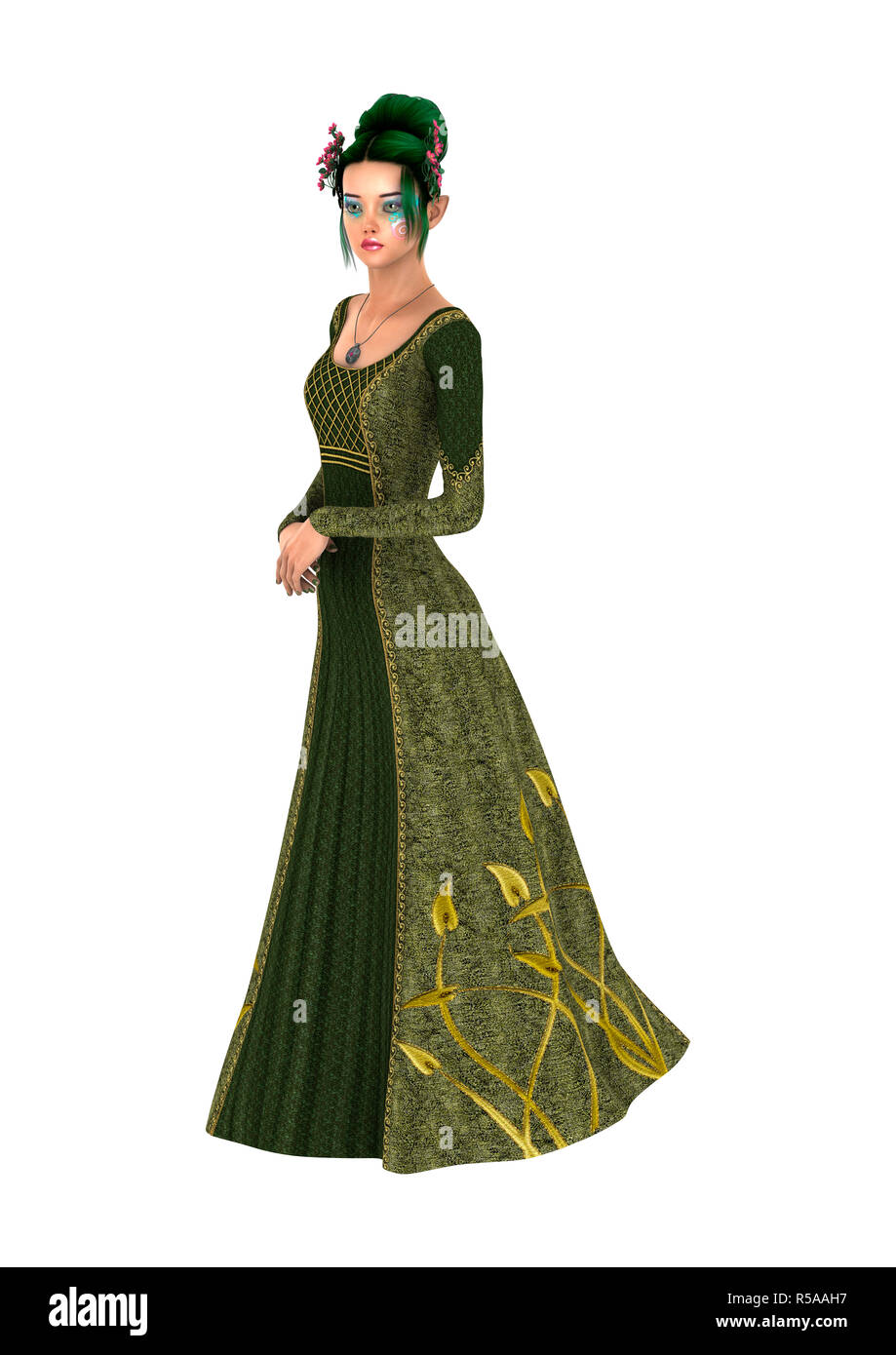 3D Rendering Princess of Spring on White Stock Photo - Alamy