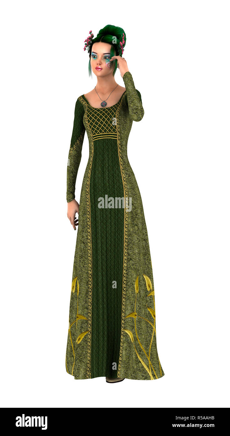 3D Rendering Princess of Spring on White Stock Photo - Alamy