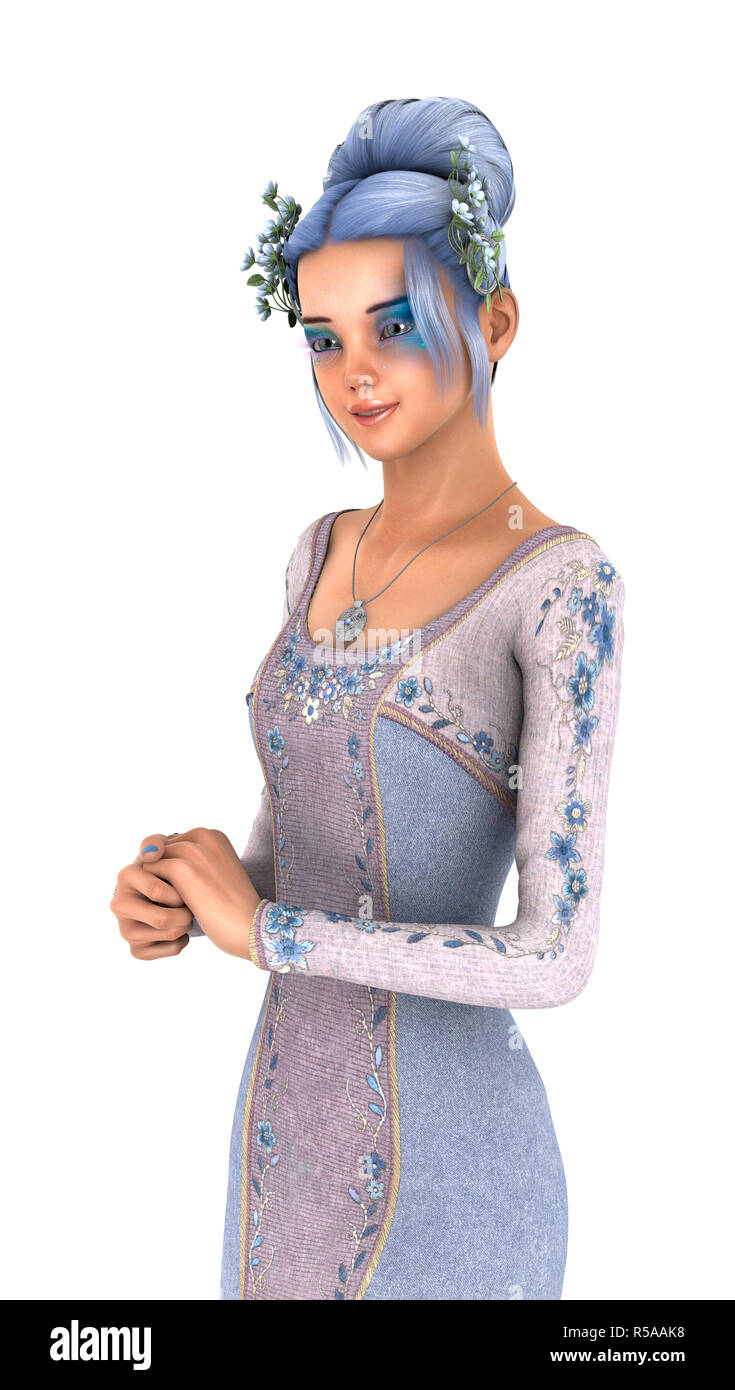 3D Rendering Princess of Spring on White Stock Photo - Alamy