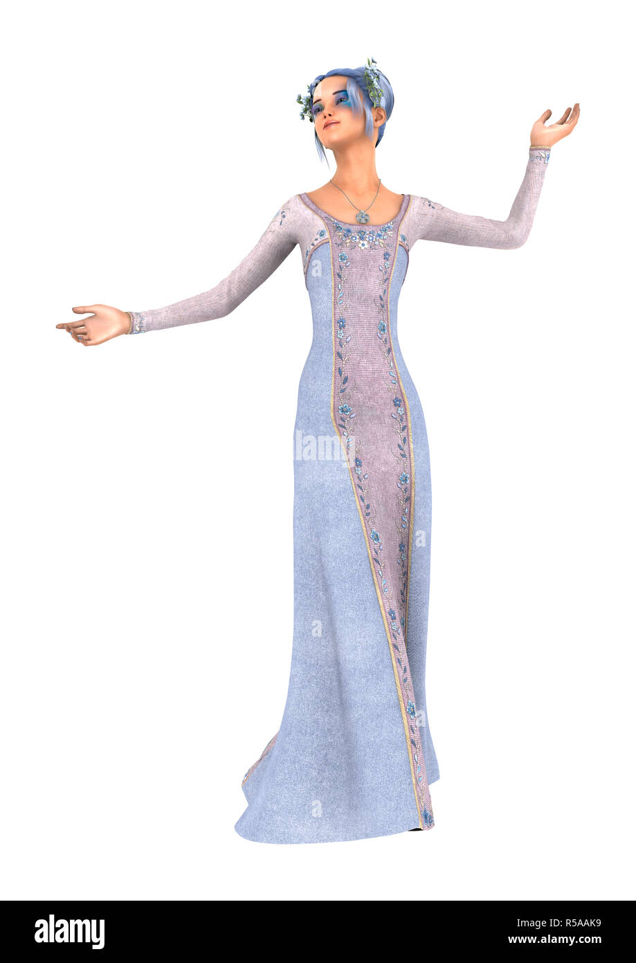 3D Rendering Princess of Spring on White Stock Photo - Alamy