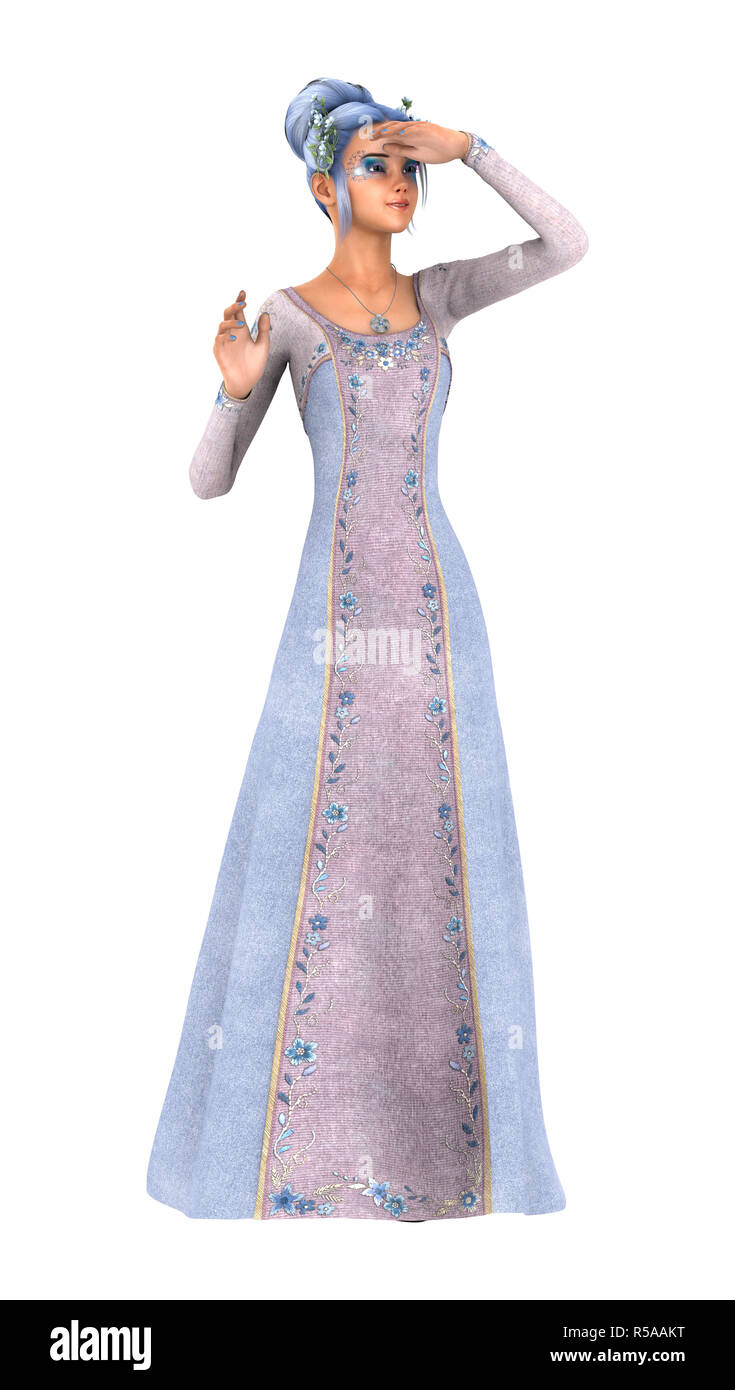 3D Rendering Princess of Spring on White Stock Photo - Alamy