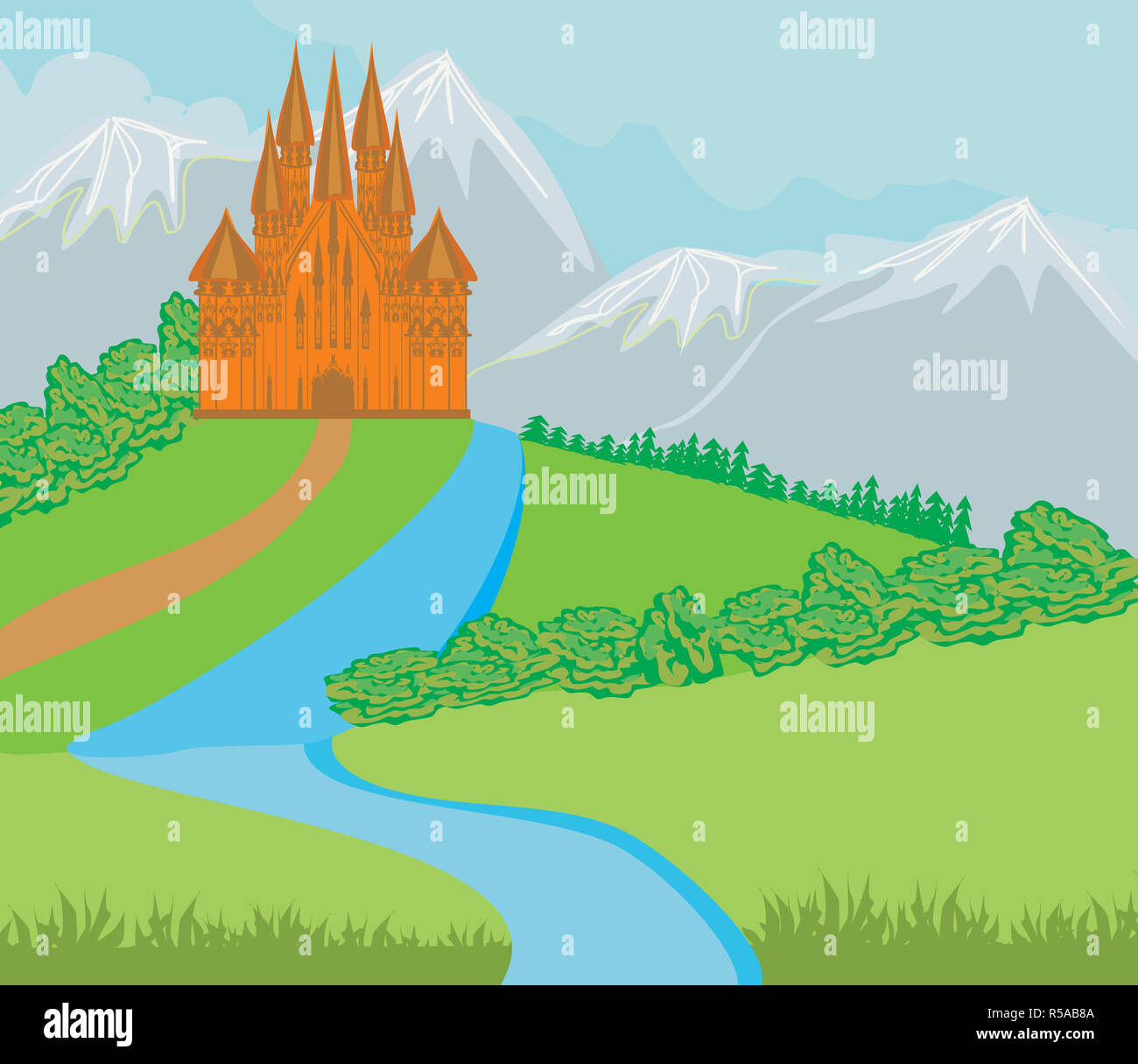 landscape with old castle Stock Photo - Alamy
