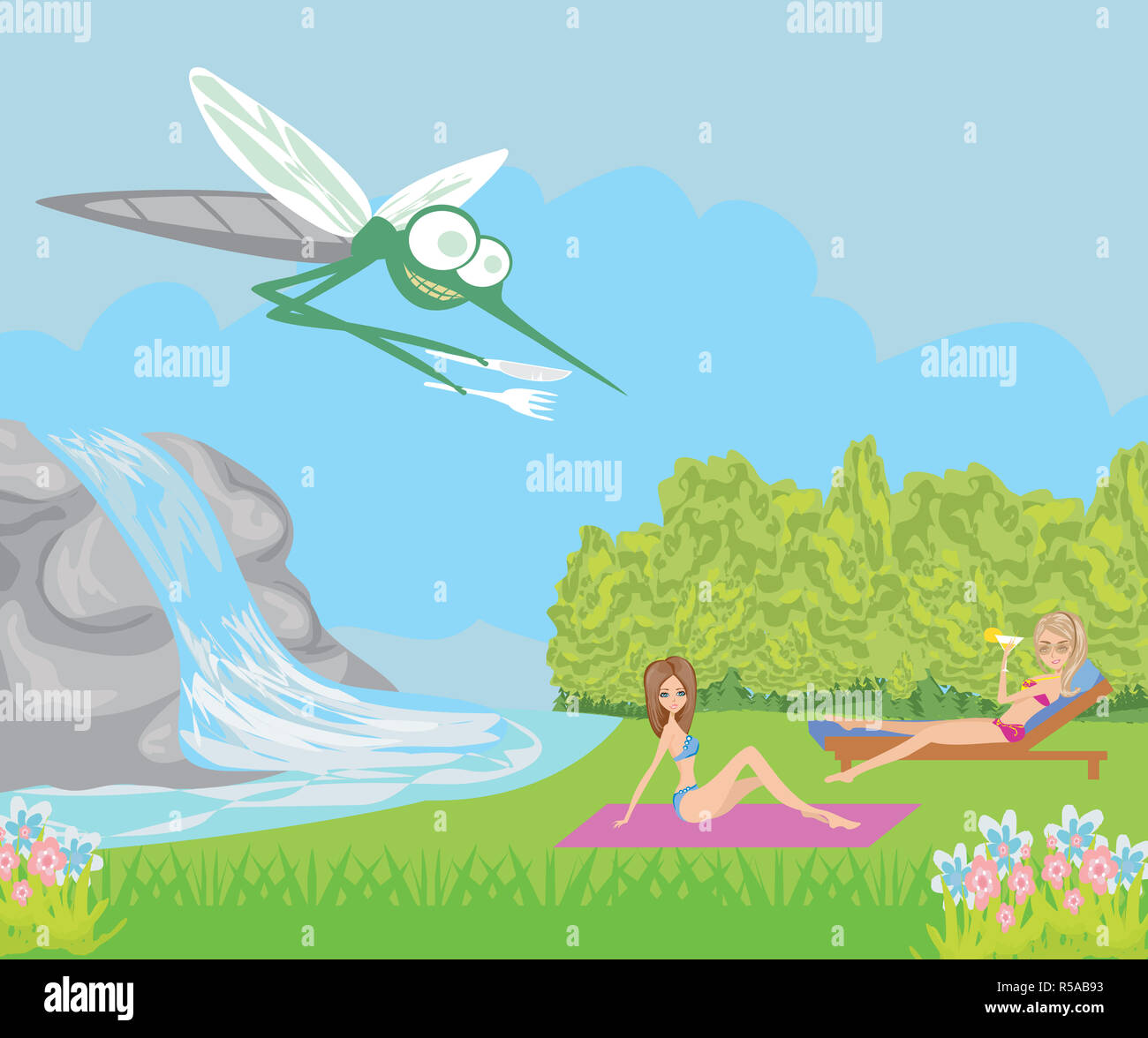 Cartoon girl sunbathing hi-res stock photography and images - Alamy