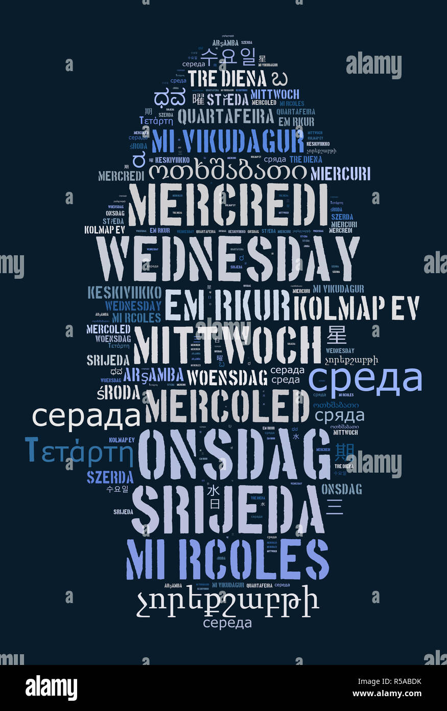 Word Wednesday in different languages Stock Photo - Alamy