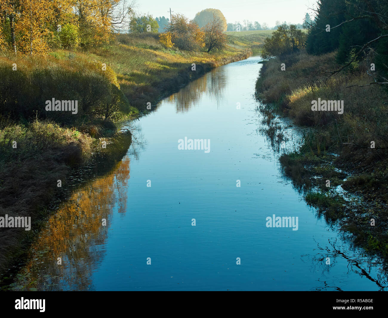 Fall colors and beautiful river in the autumn in Finland Stock Photo ...