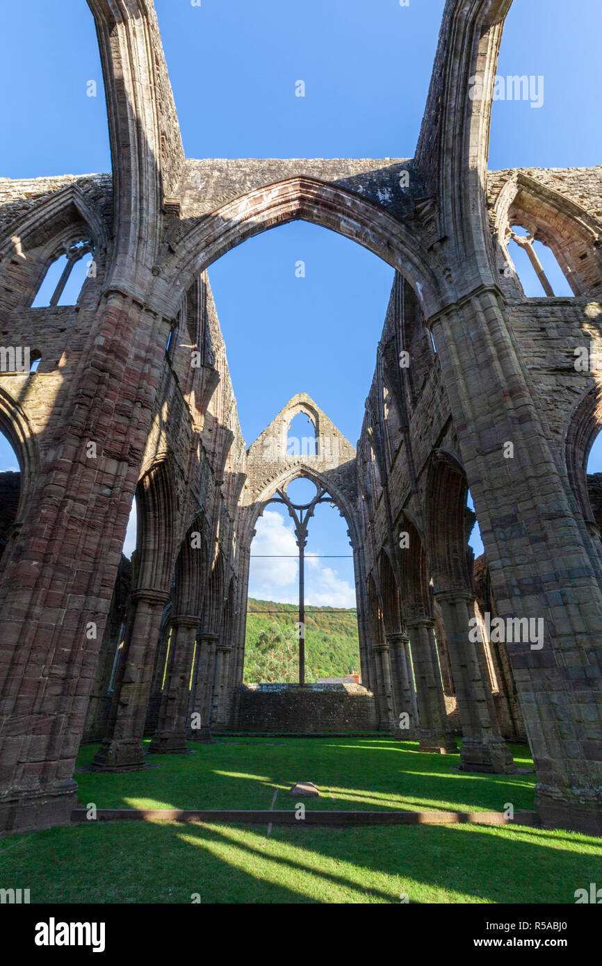 The interior arches of Tintern Abbey, Monmouthshire, Wales Stock Photo ...