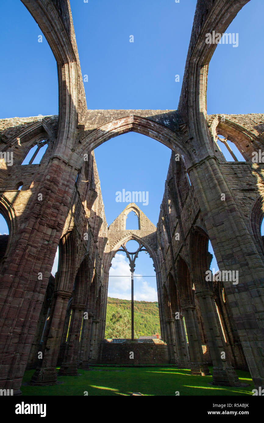 The interior arches of Tintern Abbey, Monmouthshire, Wales Stock Photo ...